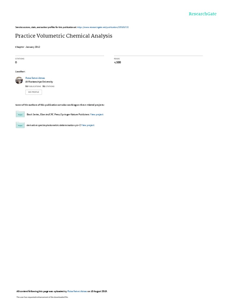 Volumetric Analysis | PDF | Chemistry | Titration