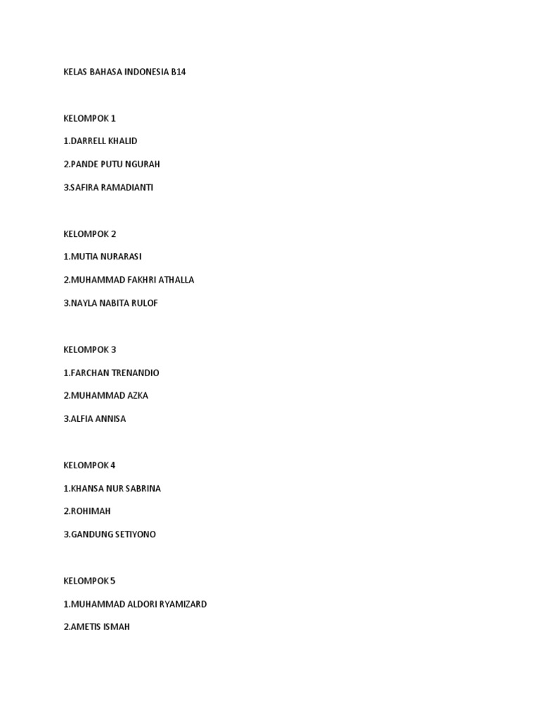 Kelas Bahasa Indonesia B14 | PDF | Griya & Taman