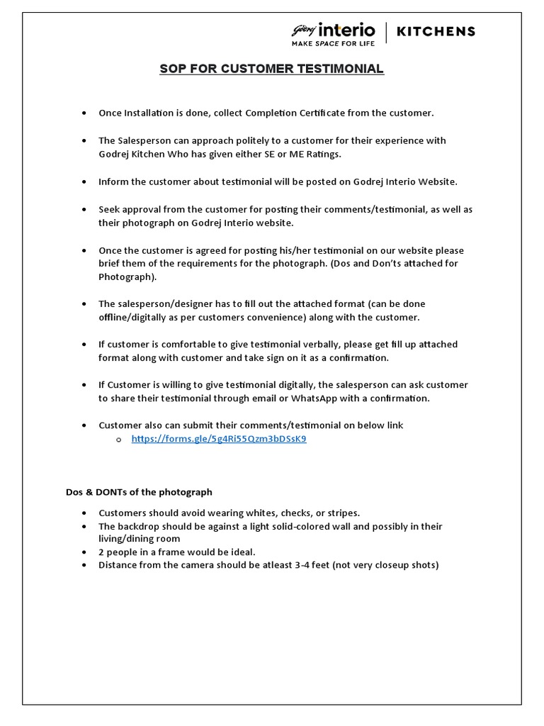 Customer Testimonial Collection SOP | PDF | Business