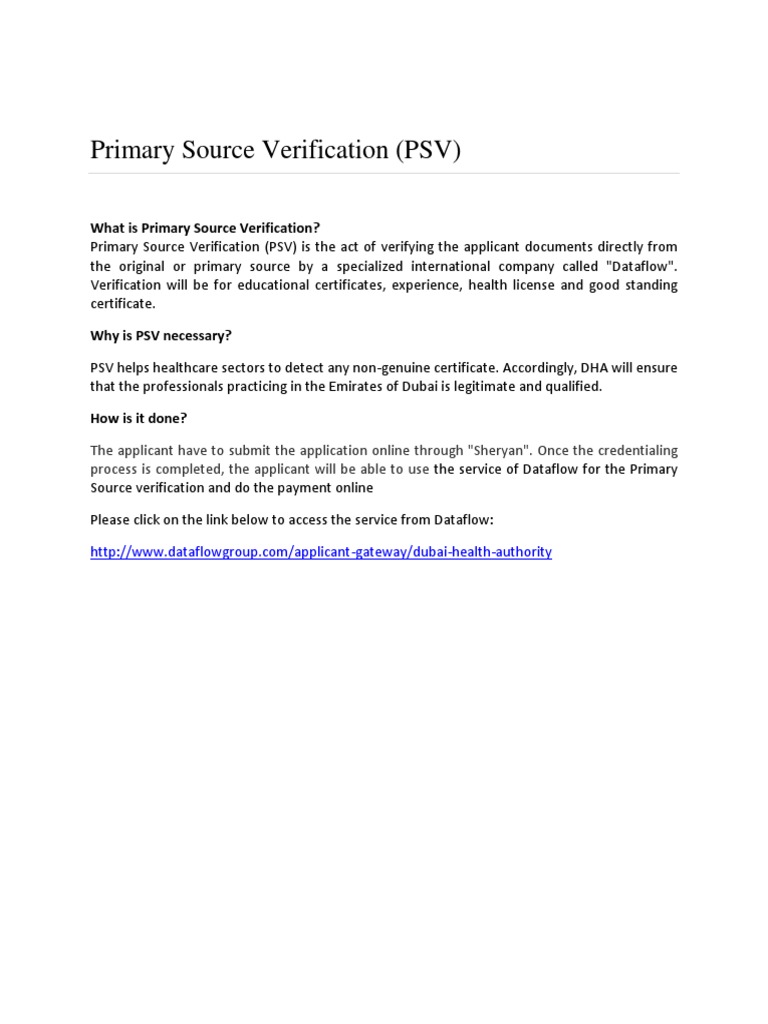 Primary Source Verification | PDF