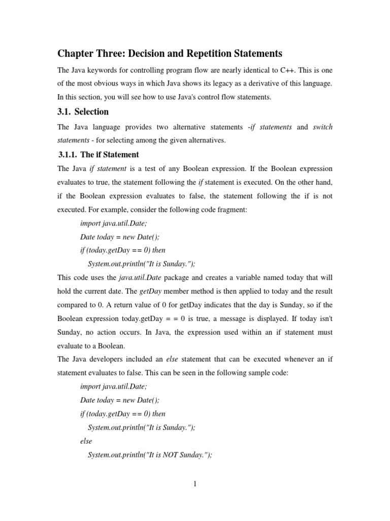 Chapter Three: Decision and Repetition Statements: 3.1. Selection | Download Free PDF | Control ...