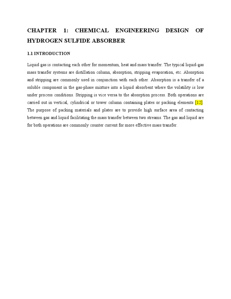 Hydrogen Sulfide Absorber Design | PDF