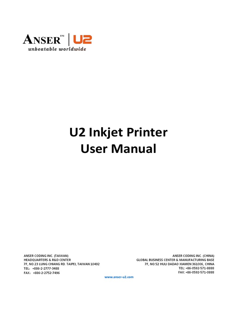 ANSER U2 User Manual English USA | PDF | Printer (Computing) | Computing