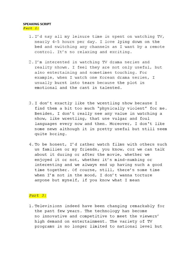 Speaking Script | PDF | Television | Streaming Media