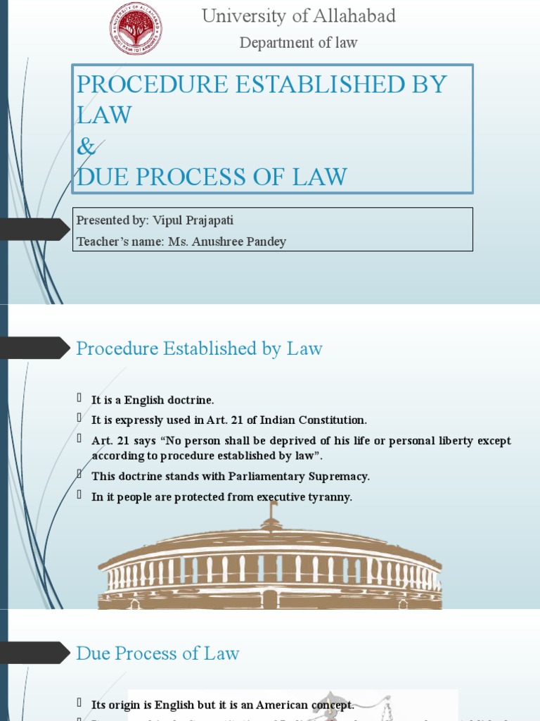 PROCEDURE ESTABLISHED BY LAW Vs DUE PROCESS OF LAW | PDF