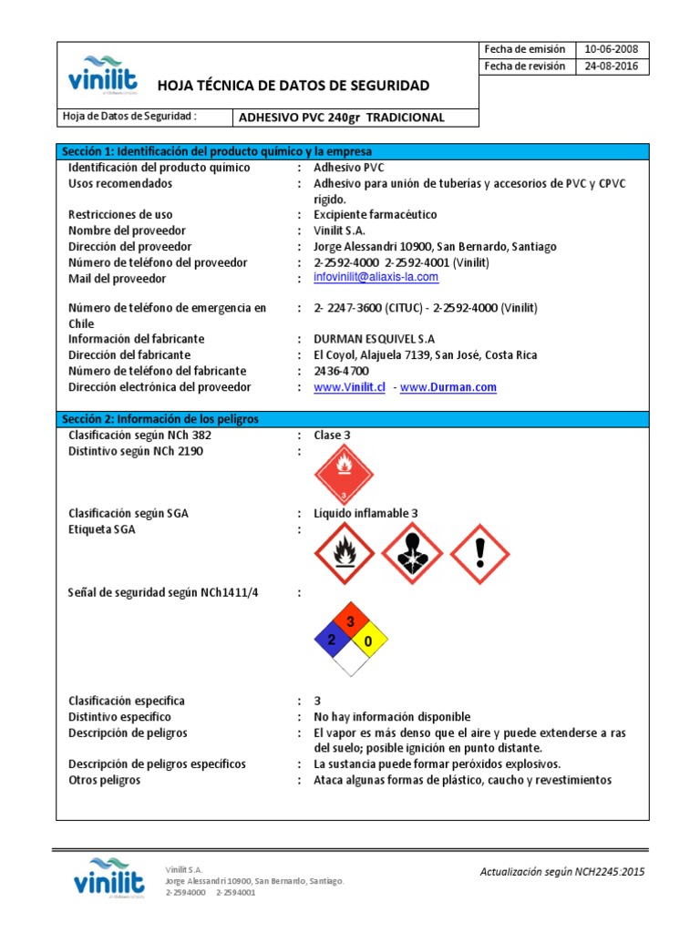 Hoja-De-Seguridad Vinilit | Descargar gratis PDF | Agua | Toxicidad