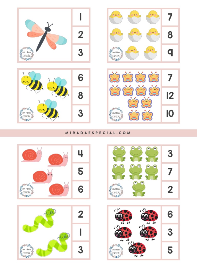 Tarjetas Conteo Primavera | PDF