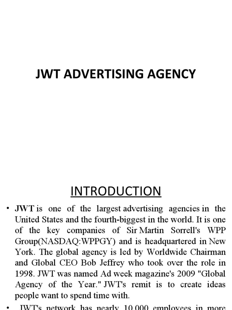 JWT Advertising Agency | PDF | Advertising | Marketing