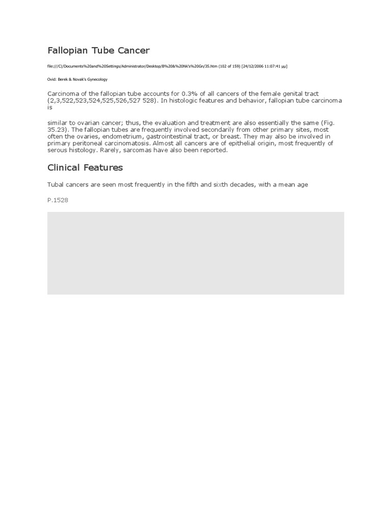 Fallopian Tube Cancer | PDF | Ovarian Cancer | Cancer