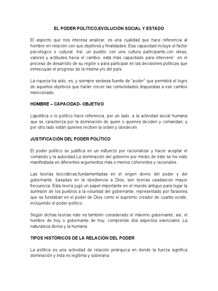 El Poder Politico | PDF | Socialismo | Poder (social y político)