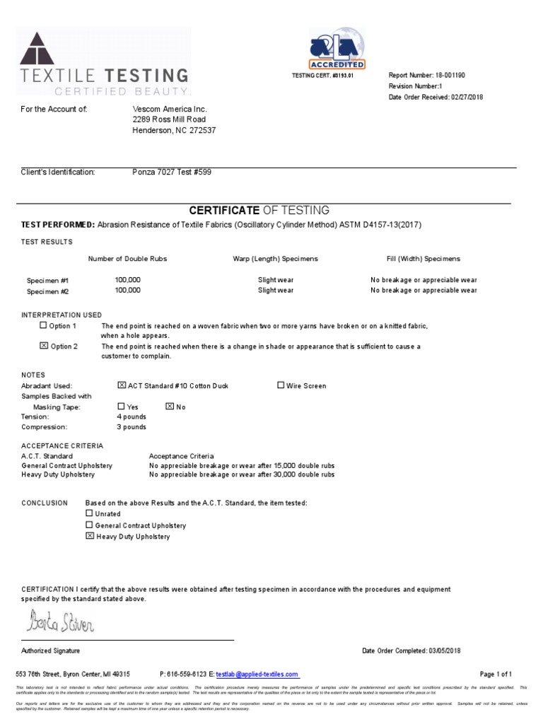 Ponza 7027 - Astm d4157 | PDF | Textiles | Wear