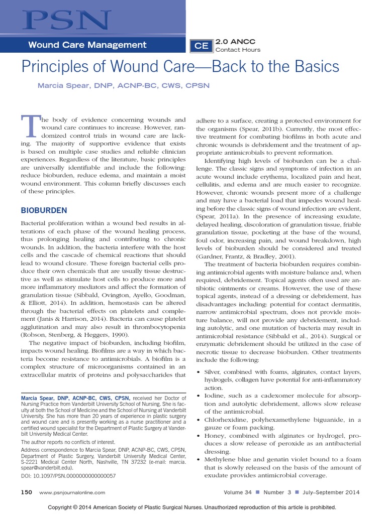 Principles of Wound Care-Back To The Basics | PDF | Edema | Wound