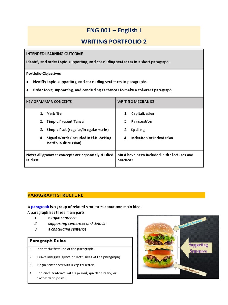 ENG 001 - English I Writing Portfolio 2: Intended Learning Outcome ...