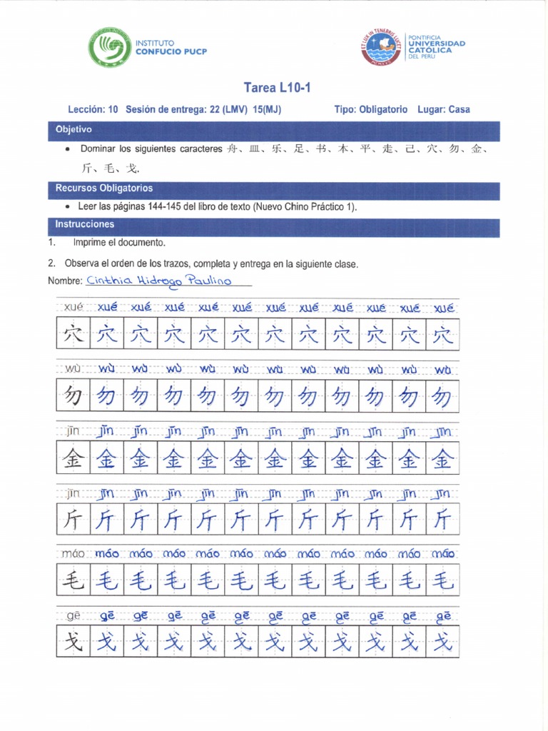 Tarea de Chino Mandarin | PDF