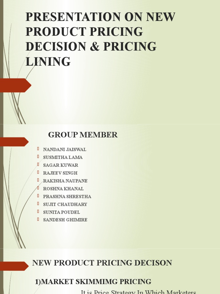 Presentation On New Product Pricing Decision & Pricing Lining | PDF ...