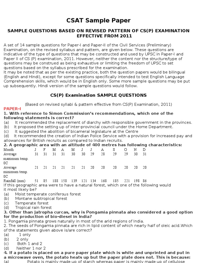 CSAT Sample Paper | PDF | Economics | Test (Assessment)