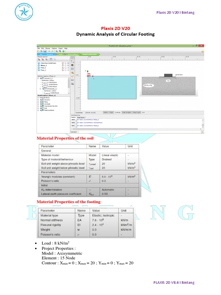Dynamic Analysis of Circular Footing: Plaxis 2D V20 | PDF | Applied And ...