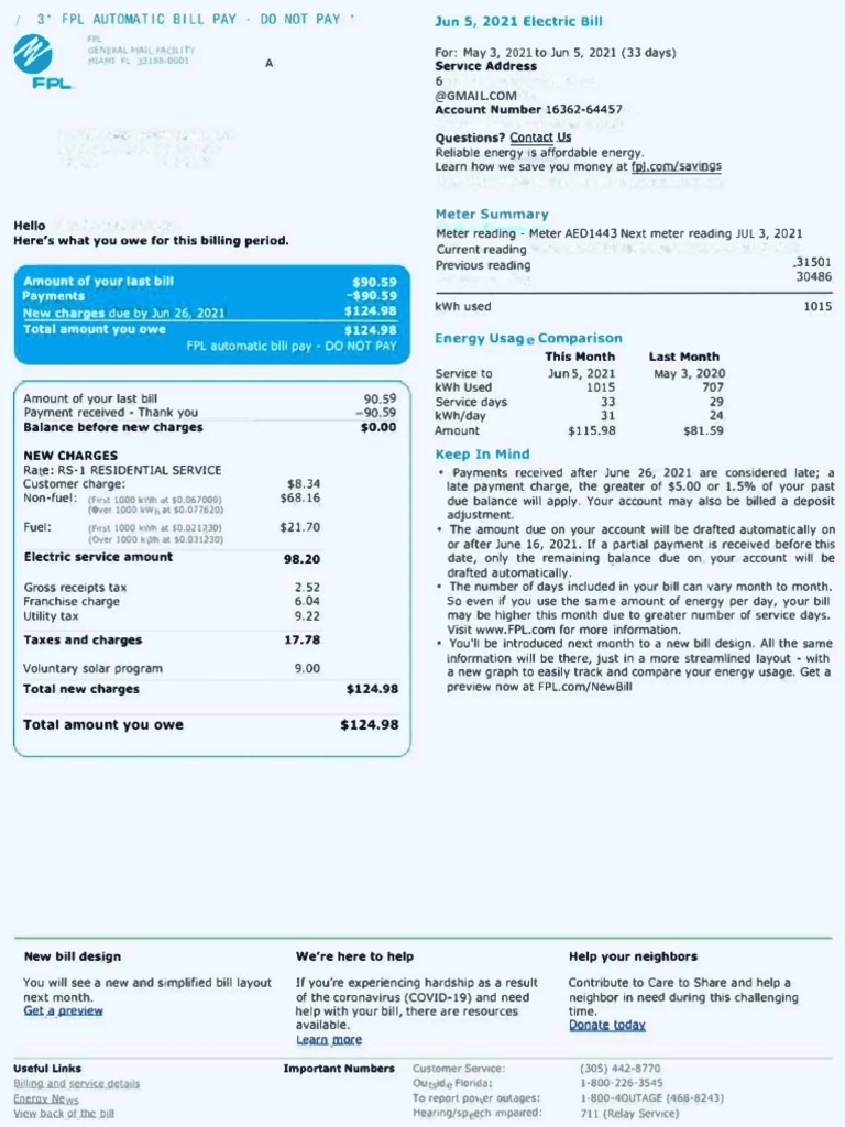 Florida Utility Bill