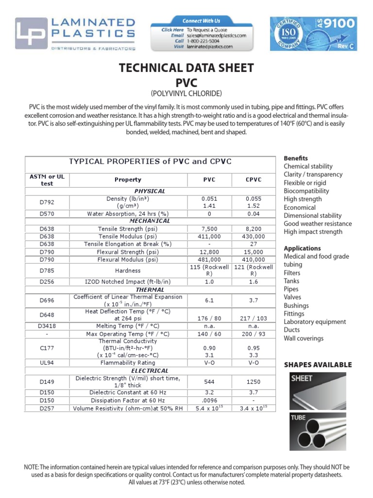 Technical Data Sheet PVC: (Polyvinyl Chloride) | Download Free PDF ...