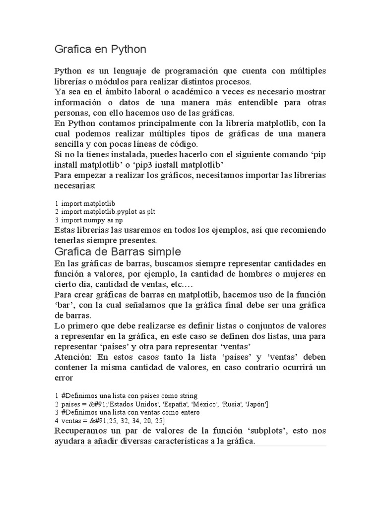 Graficas en Python | PDF | Python (lenguaje de programación) | Lenguaje ...