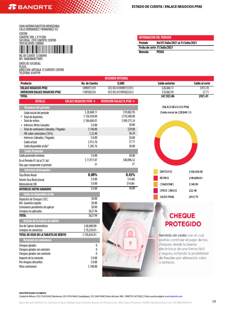 Estado de Cuenta Banorte | PDF | Tarjeta de débito | Bancario