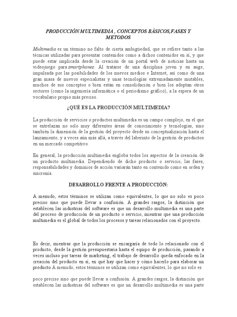 Etapas de Un Proyecto Multimedia | PDF | Multimedia | Planificación