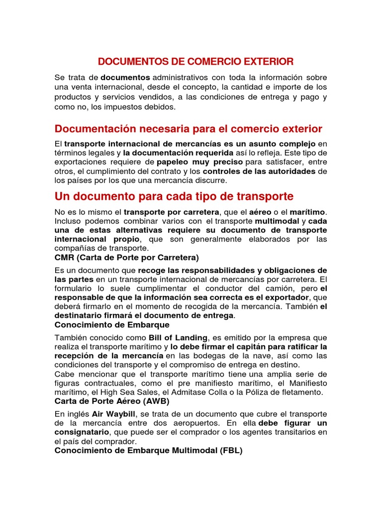 Documentos de Comercio Exterior | PDF | El comercio internacional | Factura