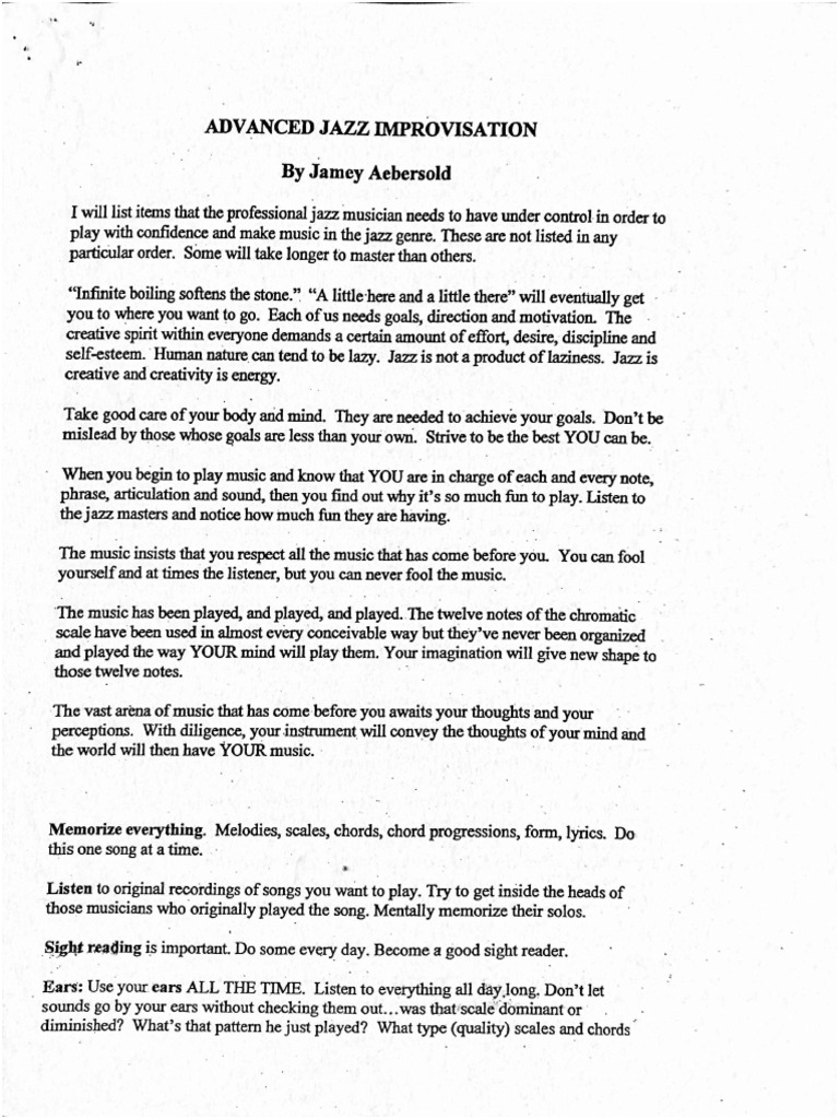 Advanced Jazz Improvisation Aebersold Pdf