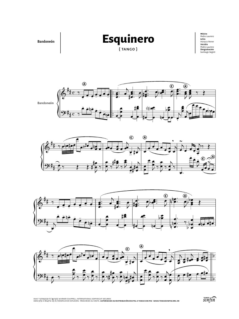 Esquinero - Mala Junta - Bandoneon | PDF | Musica Tango | Buenos Aires
