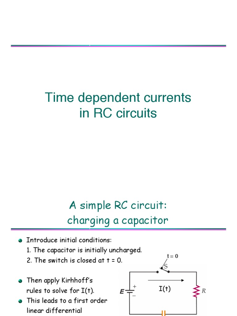 Time Dependent Currents In Rc Circuits Pdf Magnetic Field Force