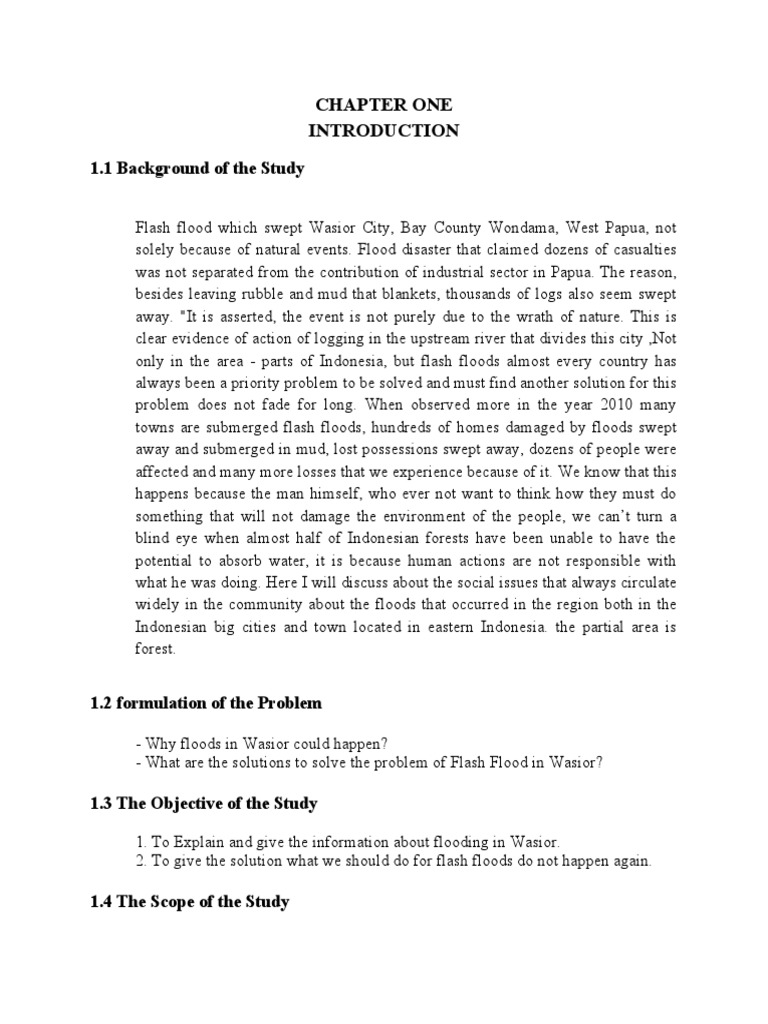 1.1 Background of The Study: Chapter One | Download Free PDF | Flood ...