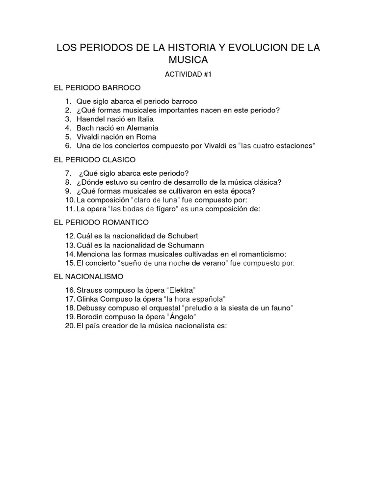 Los Periodos de La Historia y Evolucion de La Musica | PDF