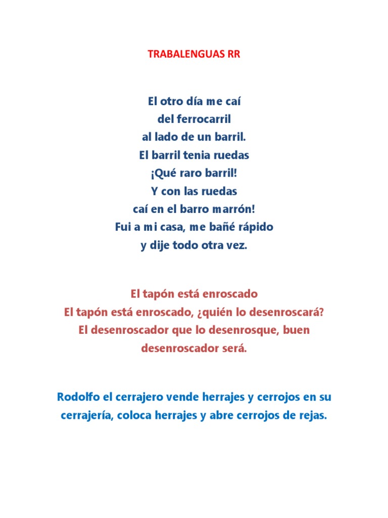 TRABALENGUAS RR Nuevo | PDF