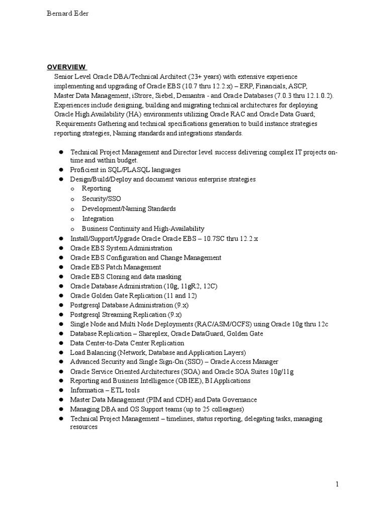 Bernard Eder | PDF | Oracle Database | Databases