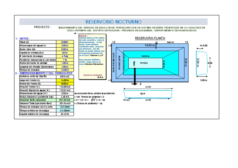 Diseño-De-Reservorio-Para Imprimir | PDF | Reservorio | Cuerpos de agua