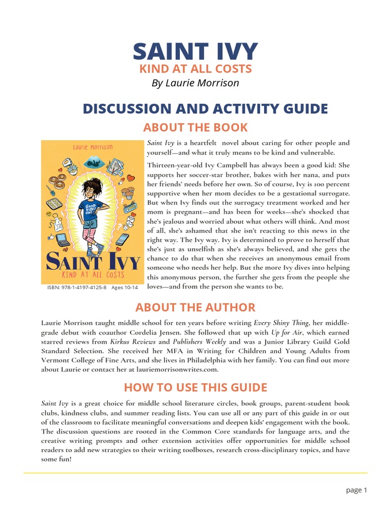 Saint Ivy Discussion and Activity Guide | PDF | Narration