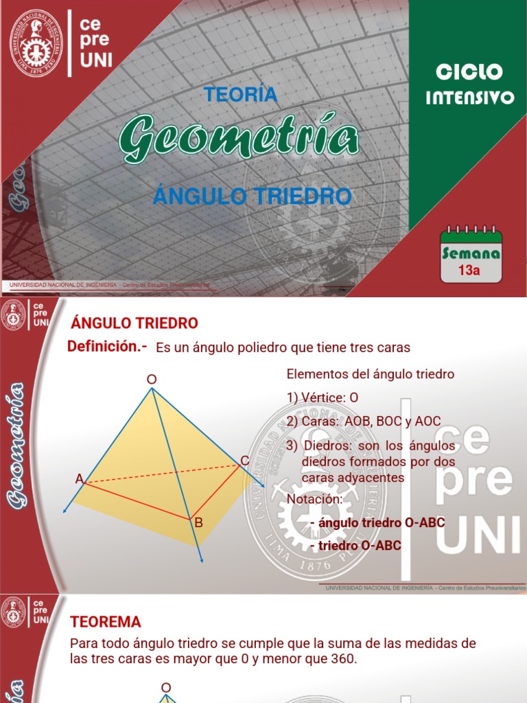 Semana 13a Ángulo Triedro Teoría 2021-2 | PDF | Triángulo | Ángulo