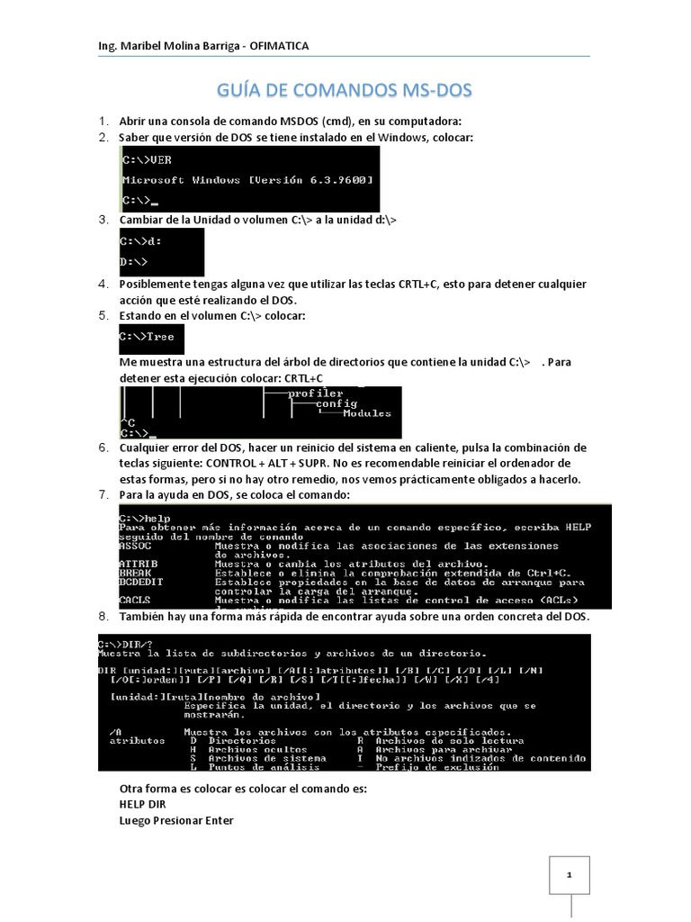 Guía de Comandos Ms-Dos | PDF | Archivo de computadora | Dos