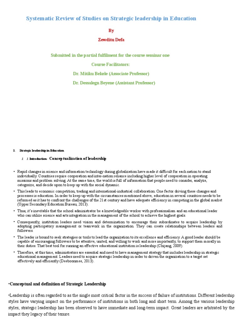 Strategic Leadership | PDF | Leadership | Strategic Leadership