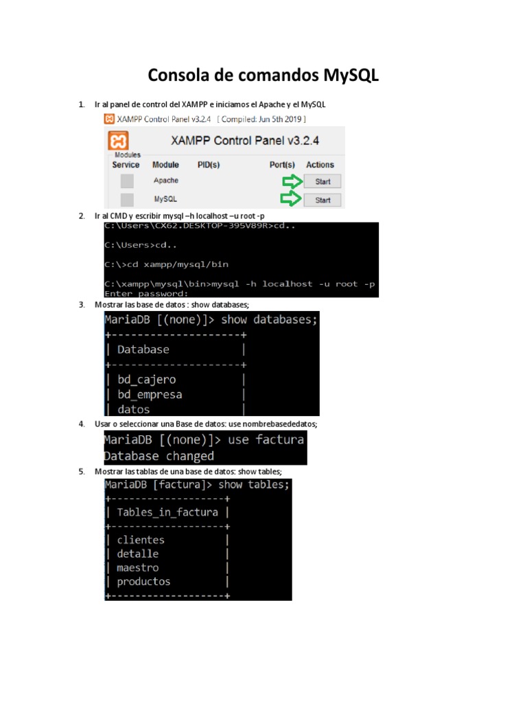 Consola de Comandos MySQL | PDF