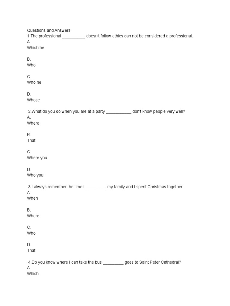 Adjective Clause Exercise | PDF