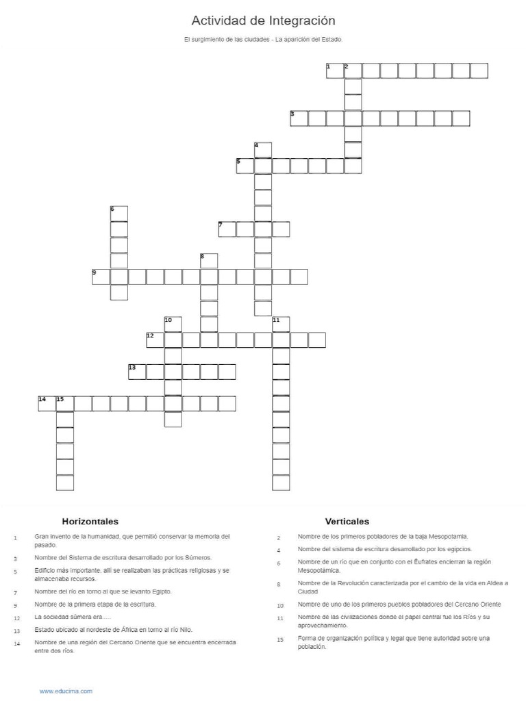 Crucigrama 1er Año | PDF