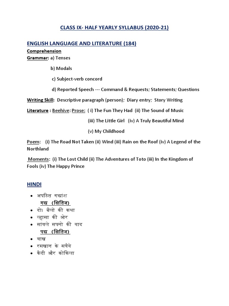 Class Ix Half Yearly Syllabus 2020-21-1 | PDF | Atmosphere Of Earth | Soil