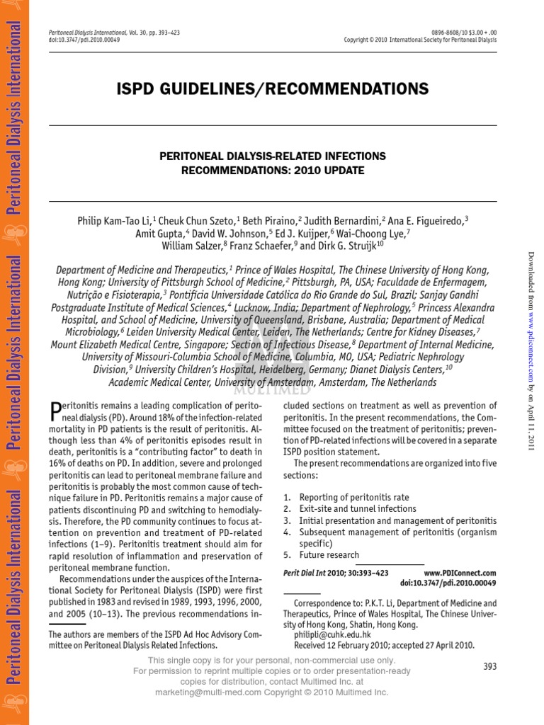 ISPD Guidelines For Peritonitis 2010 | PDF | Gram Negative Bacteria ...