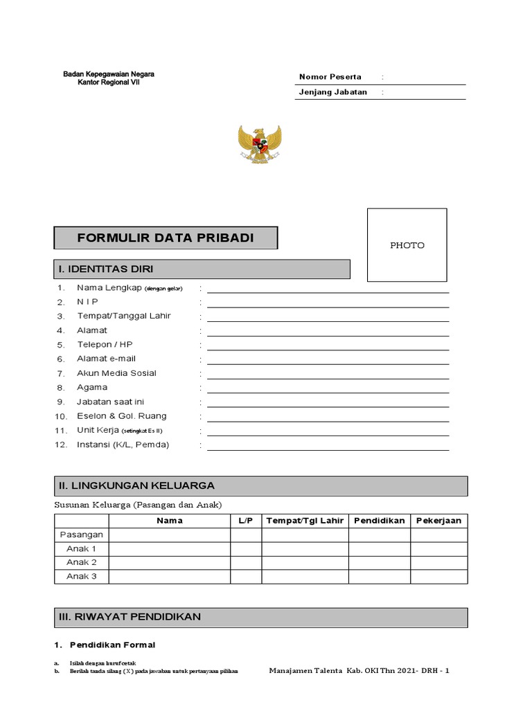 1 - Form DRH | PDF | Karier & Perkembangan