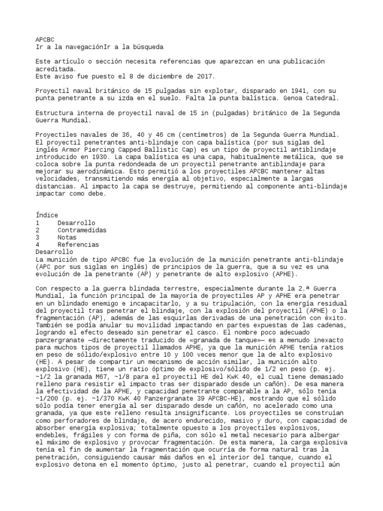 APCBC | PDF | Munición | Tecnología militar