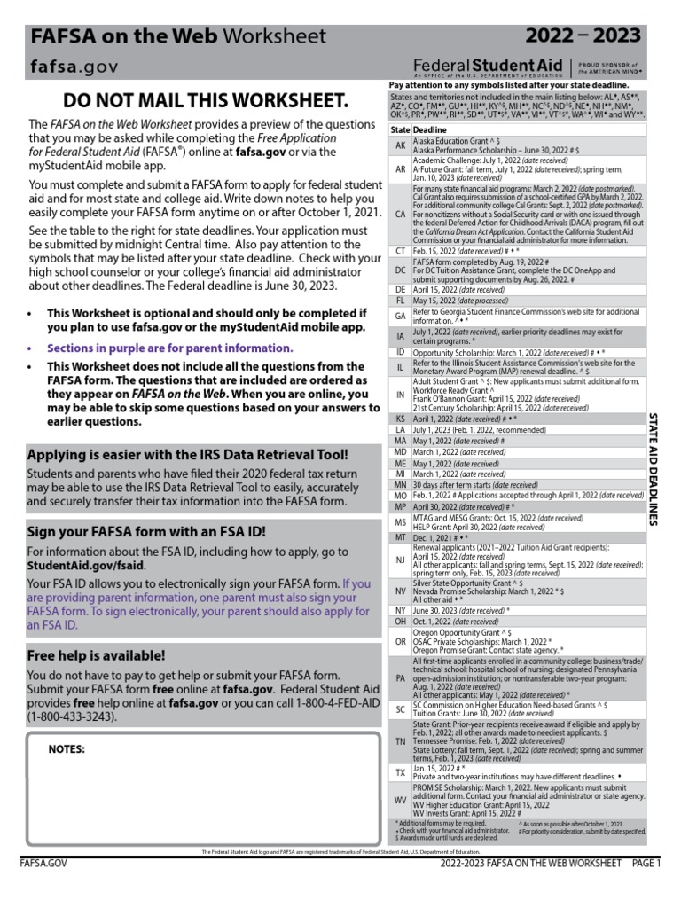 Fafsa 2022 2023 Form - Printable Forms Free Online