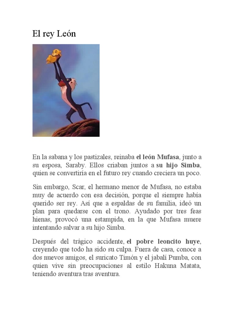 Cuento Del Rey Leon | PDF