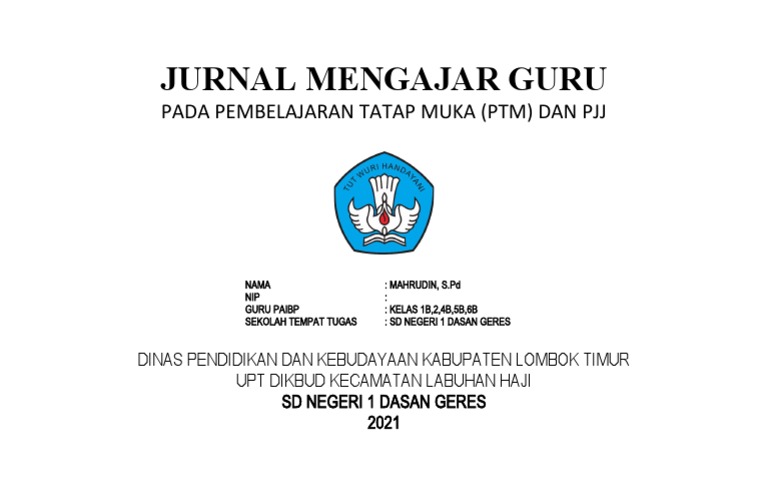Jurnal Mengajar Guru Cover | PDF