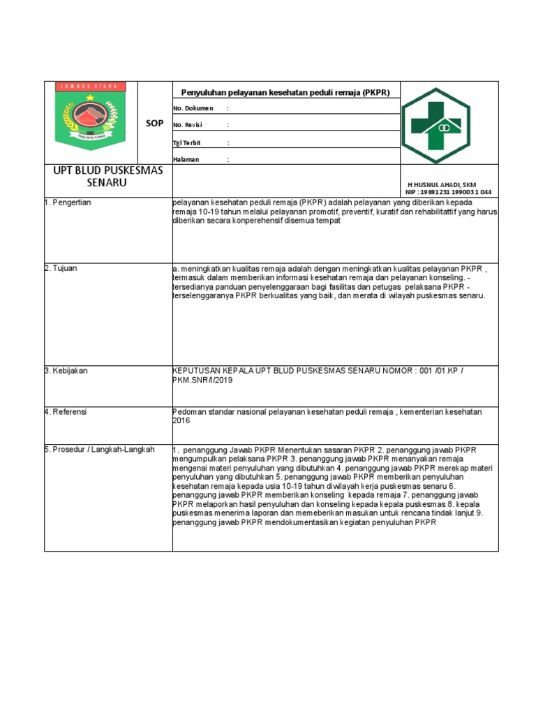 Sop PKPR | PDF | Pengembangan Diri